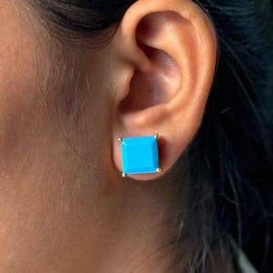 Sleeping Beauty Turquoise Studs - 925 Sterling Silver Studs - Simple ...