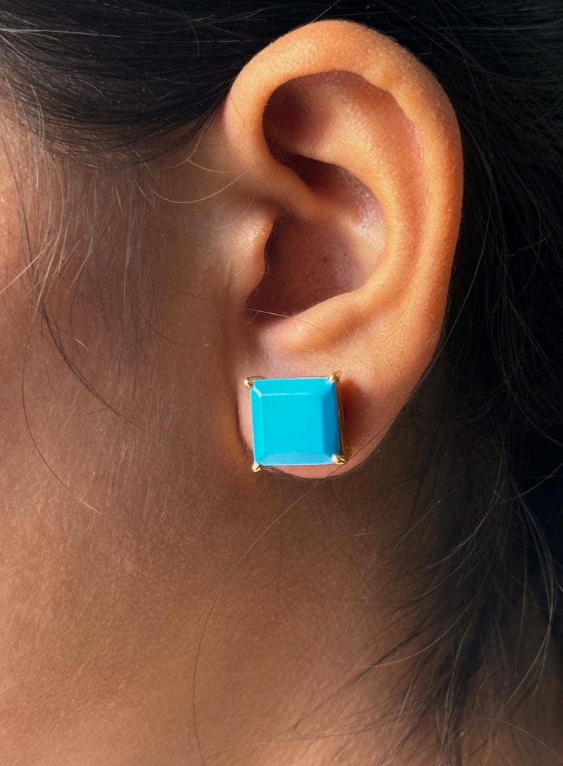 Sleeping Beauty Turquoise Studs - 925 Sterling Silver Studs - Simple ...