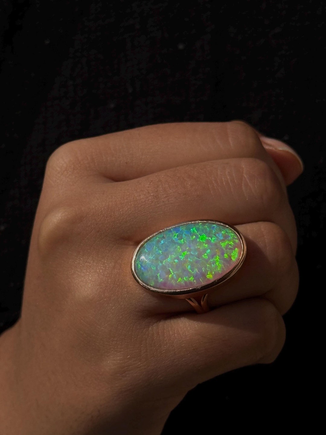 Ethiopian Opal Cocktail Ring - 925 Sterling Silver Ring - Large Opal ...