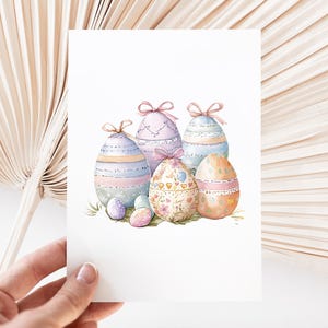 Floral Easter Egg Clipart, Watercolor Easter Egg Clipart, Gold Easter ...