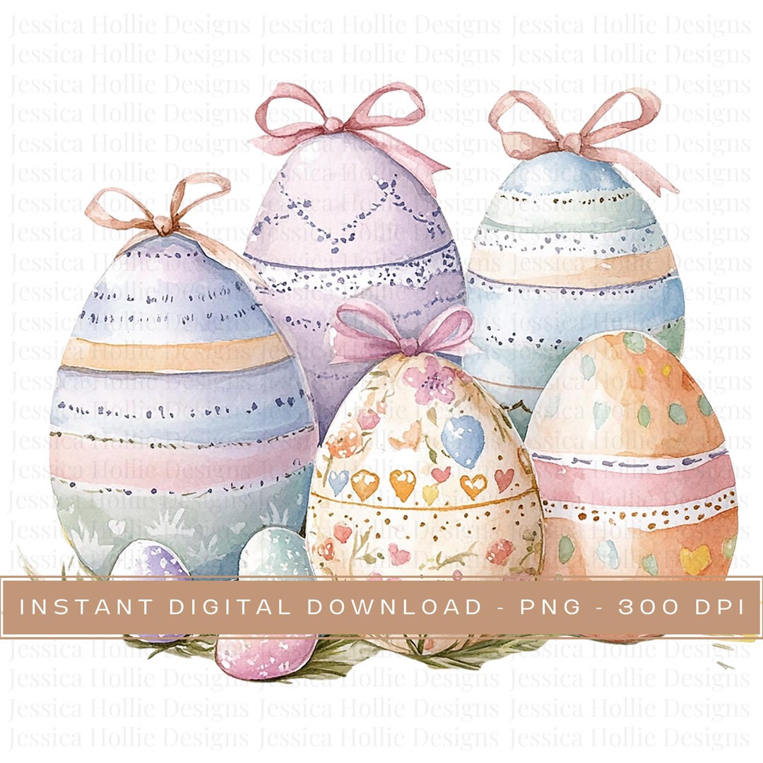 Floral Easter Egg Clipart, Watercolor Easter Egg Clipart, Gold Easter ...
