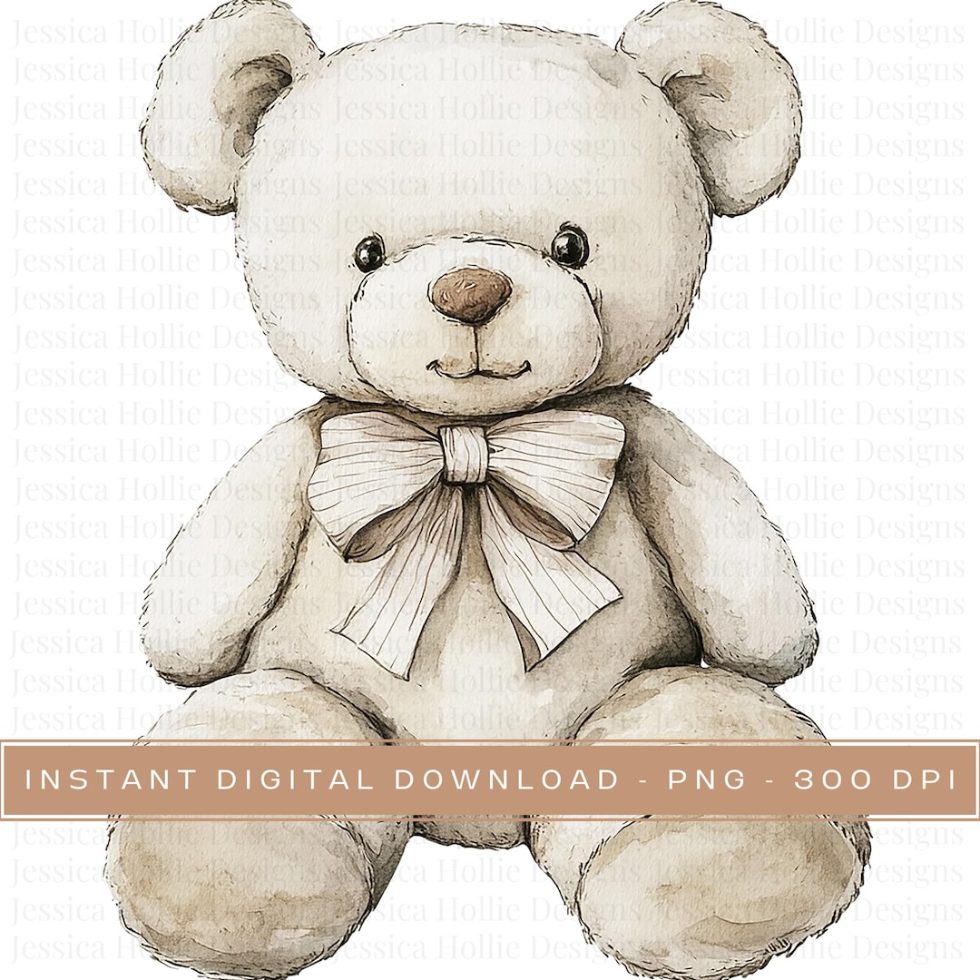 Watercolor Teddy Bear Clipart, Teddy Bear Png, Beige Teddies, Gender ...