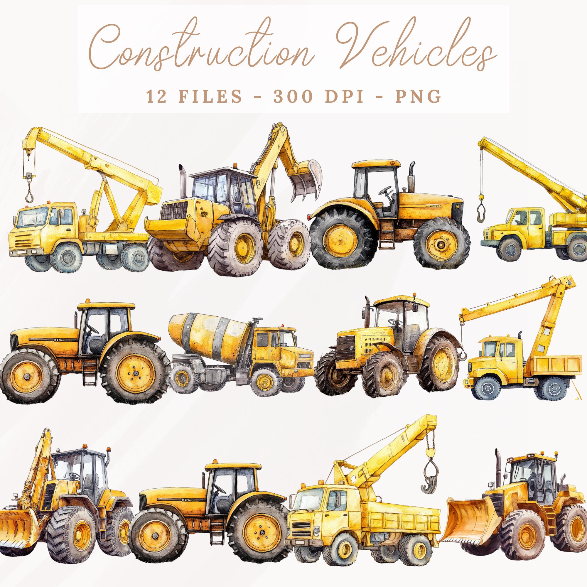 12 Files Watercolour Digger Construction Png, Construction Vehicles Png ...