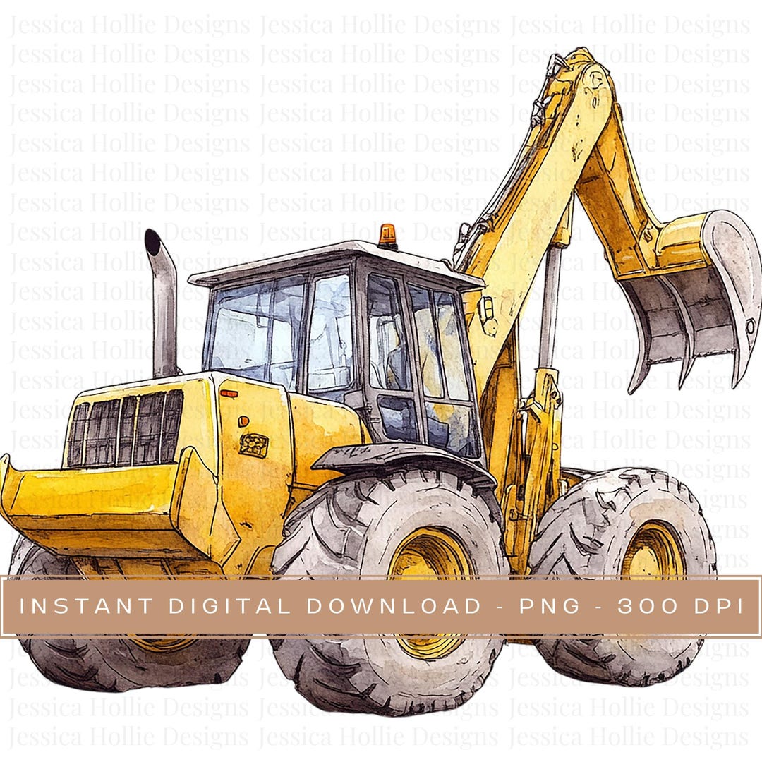 Watercolour Digger Construction Png, Construction Vehicles Png, Clipart ...