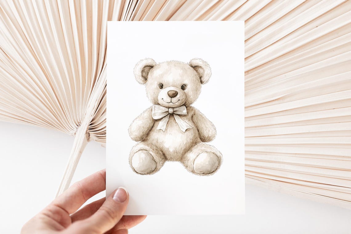 Watercolor Teddy Bear Clipart, Teddy Bear Png, Beige Teddies, Gender ...