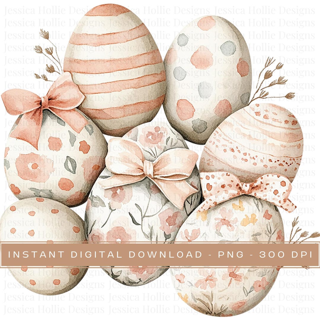 Floral Easter Egg Clipart, Watercolor Easter Egg Clipart, Gold Easter ...