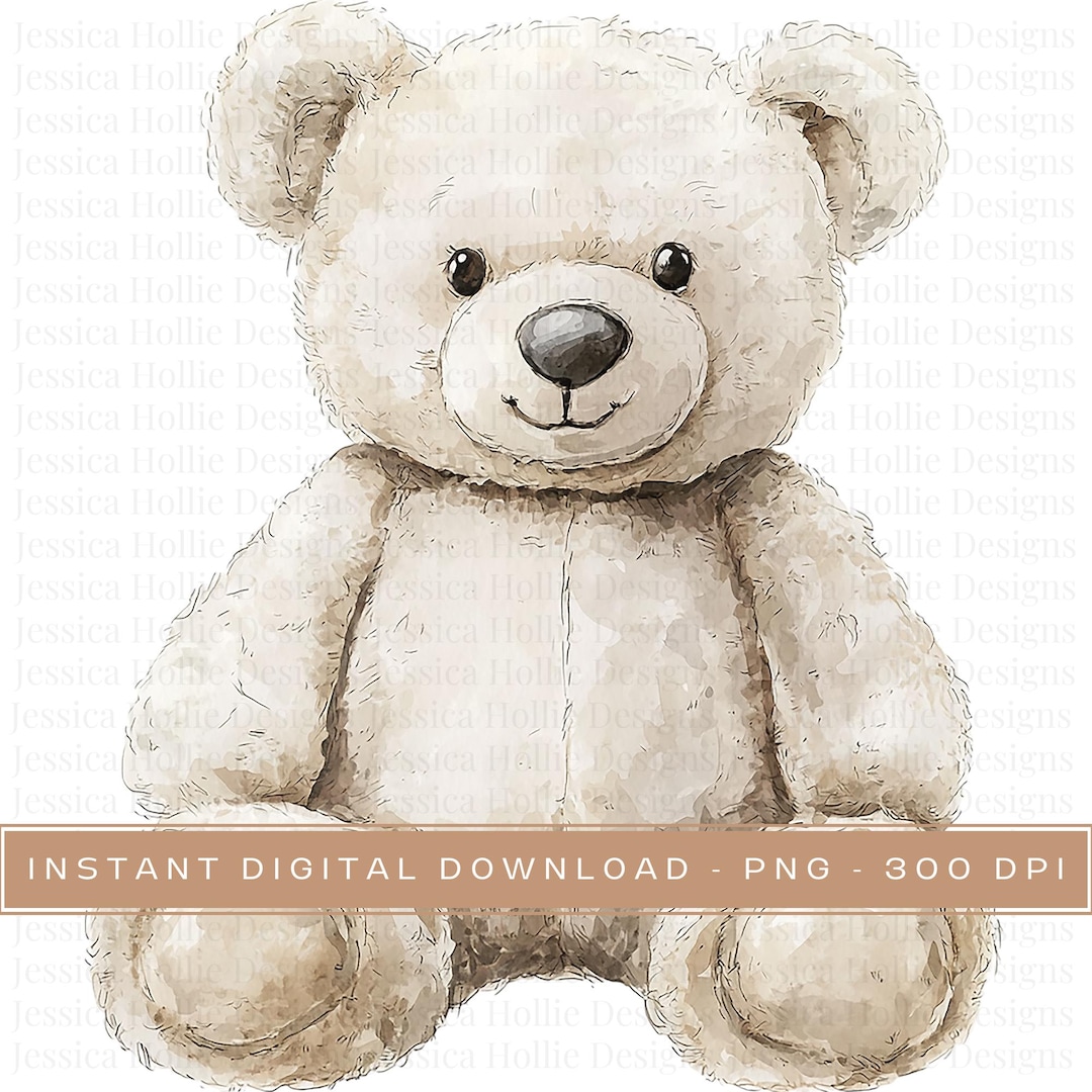 Watercolor Teddy Bear Clipart, Teddy Bear Png, Beige Teddies, Gender ...