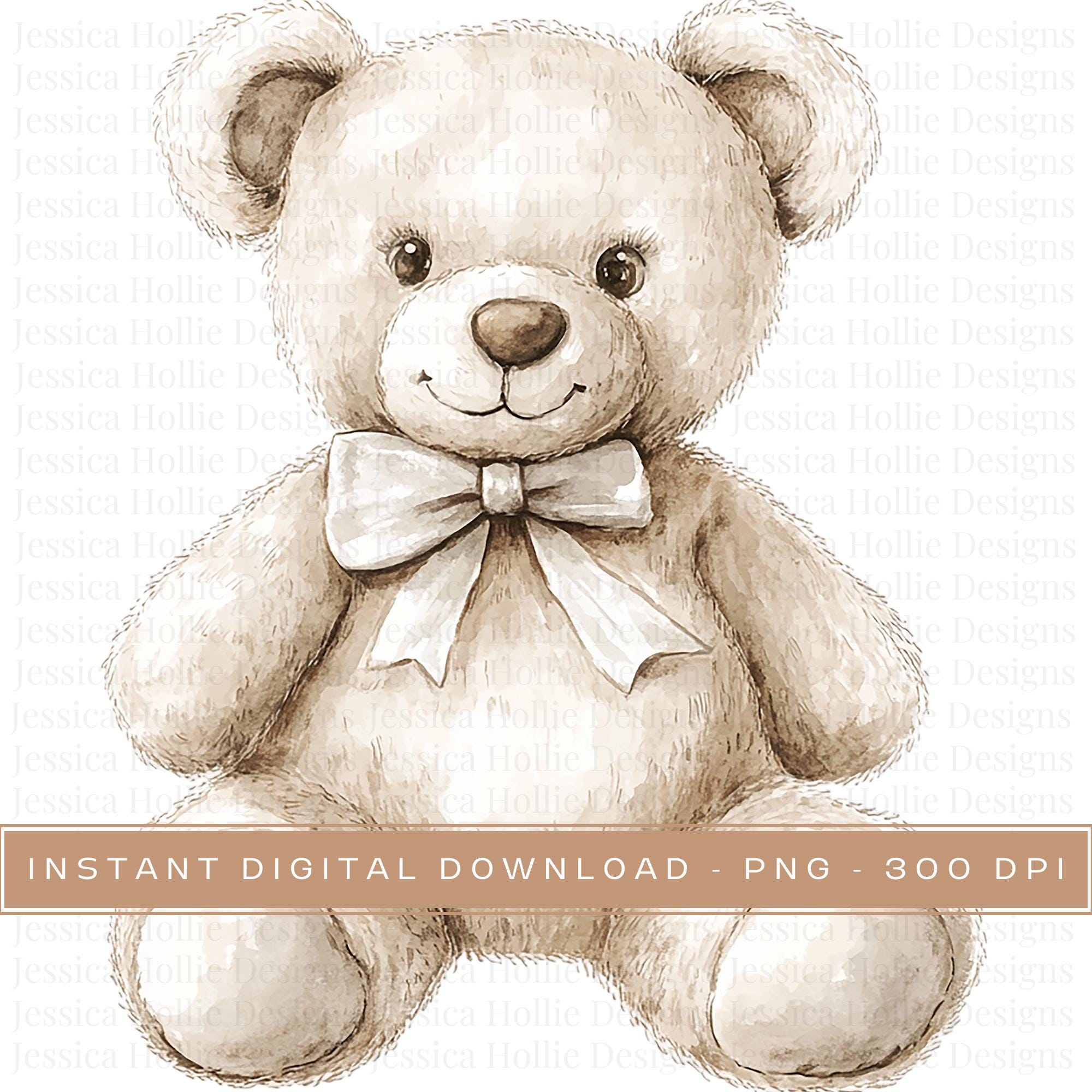 Watercolor Teddy Bear Clipart, Teddy Bear Png, Beige Teddies, Gender ...