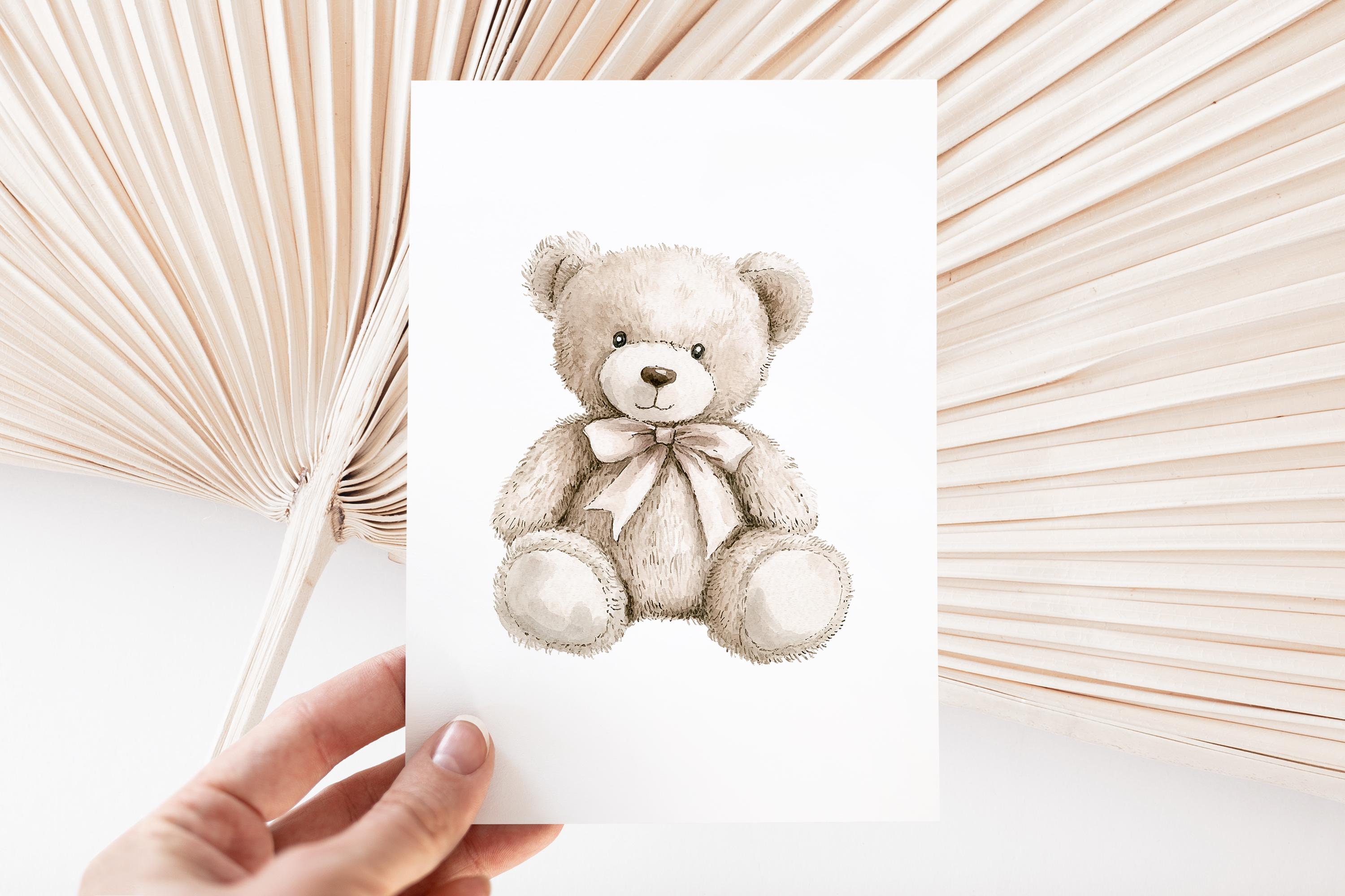 Watercolor Teddy Bear Clipart, Teddy Bear Png, Beige Teddies, Gender ...