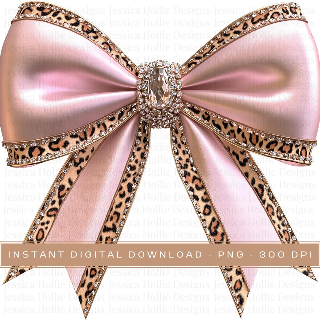 Leopard Print Bow Png, Pink Leopard Bow Png, Hand Drawn Bow Png ...