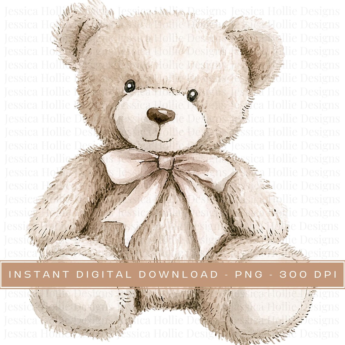 Watercolor Teddy Bear Clipart, Teddy Bear Png, Beige Teddies, Gender ...