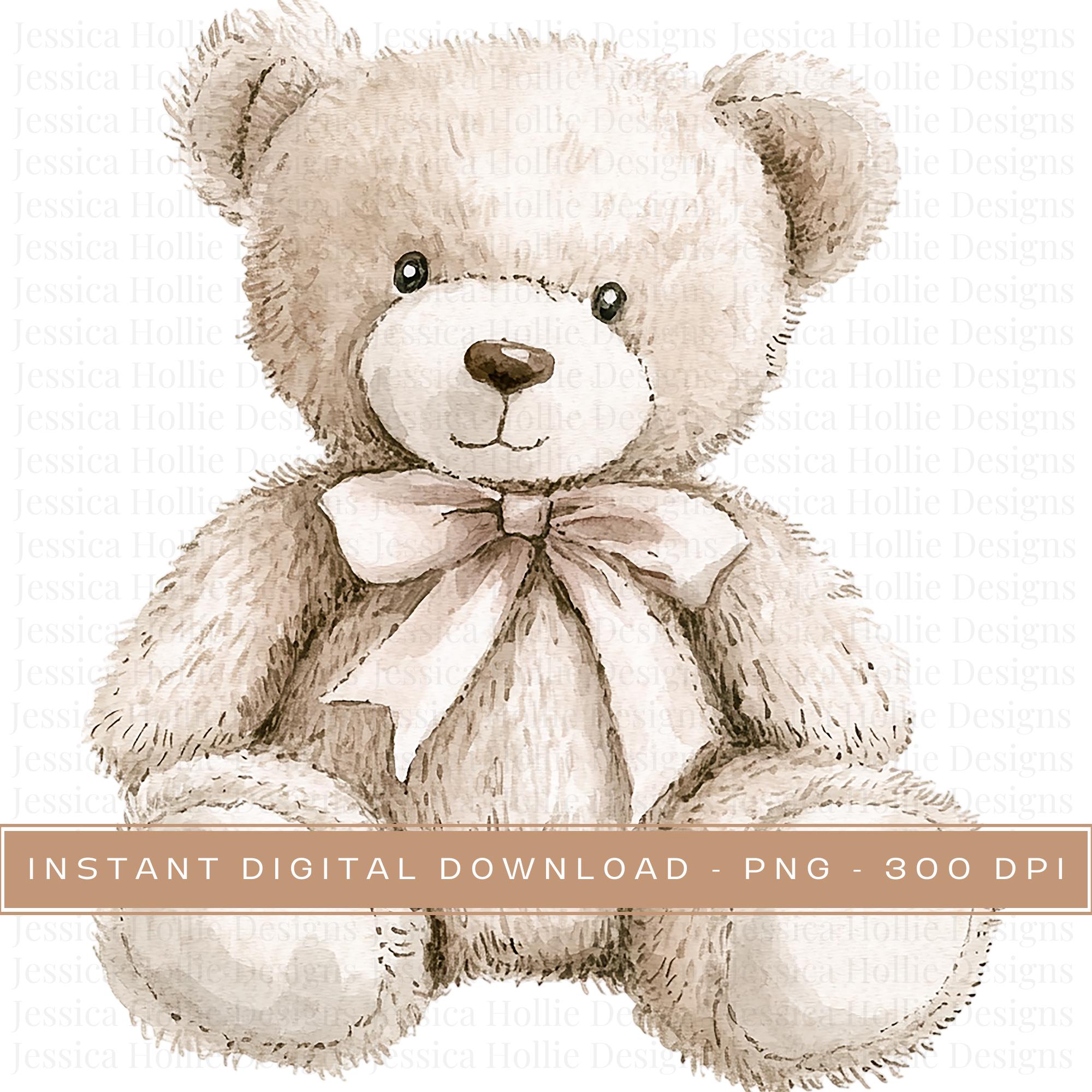 Watercolor Teddy Bear Clipart, Teddy Bear Png, Beige Teddies, Gender ...