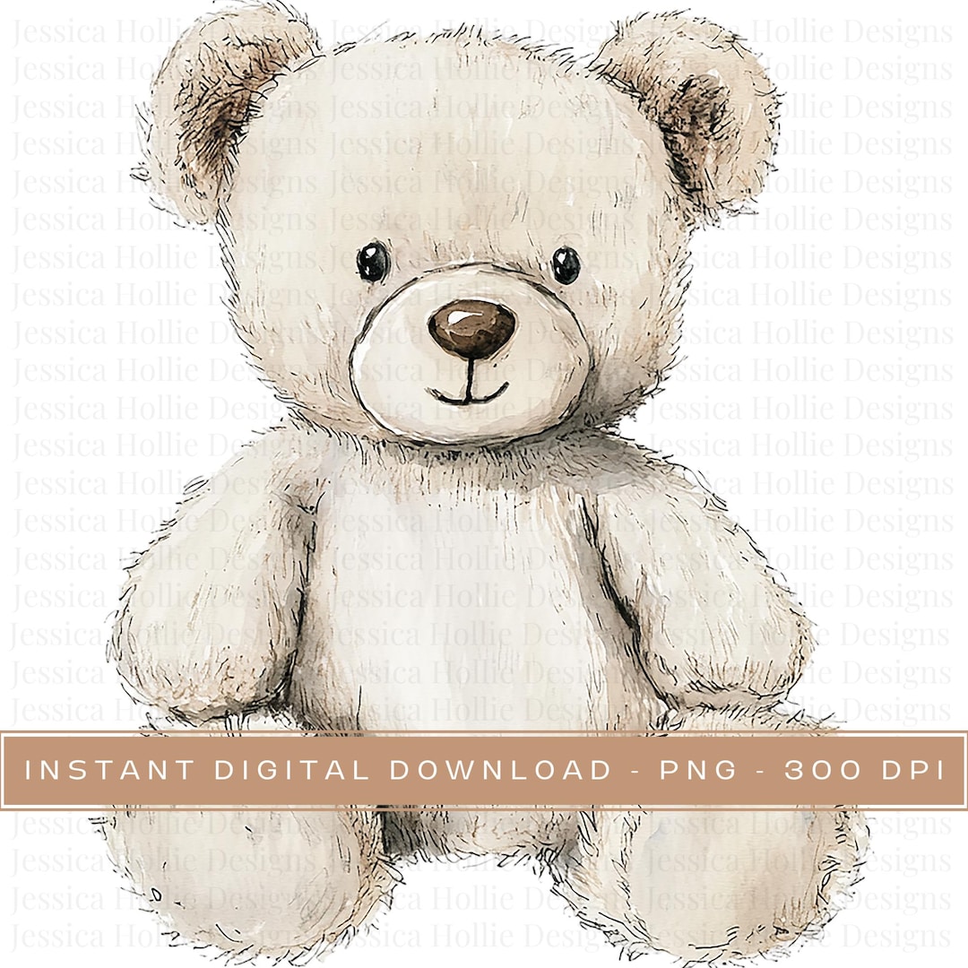 Watercolor Teddy Bear Clipart, Teddy Bear Png, Beige Teddies, Gender ...