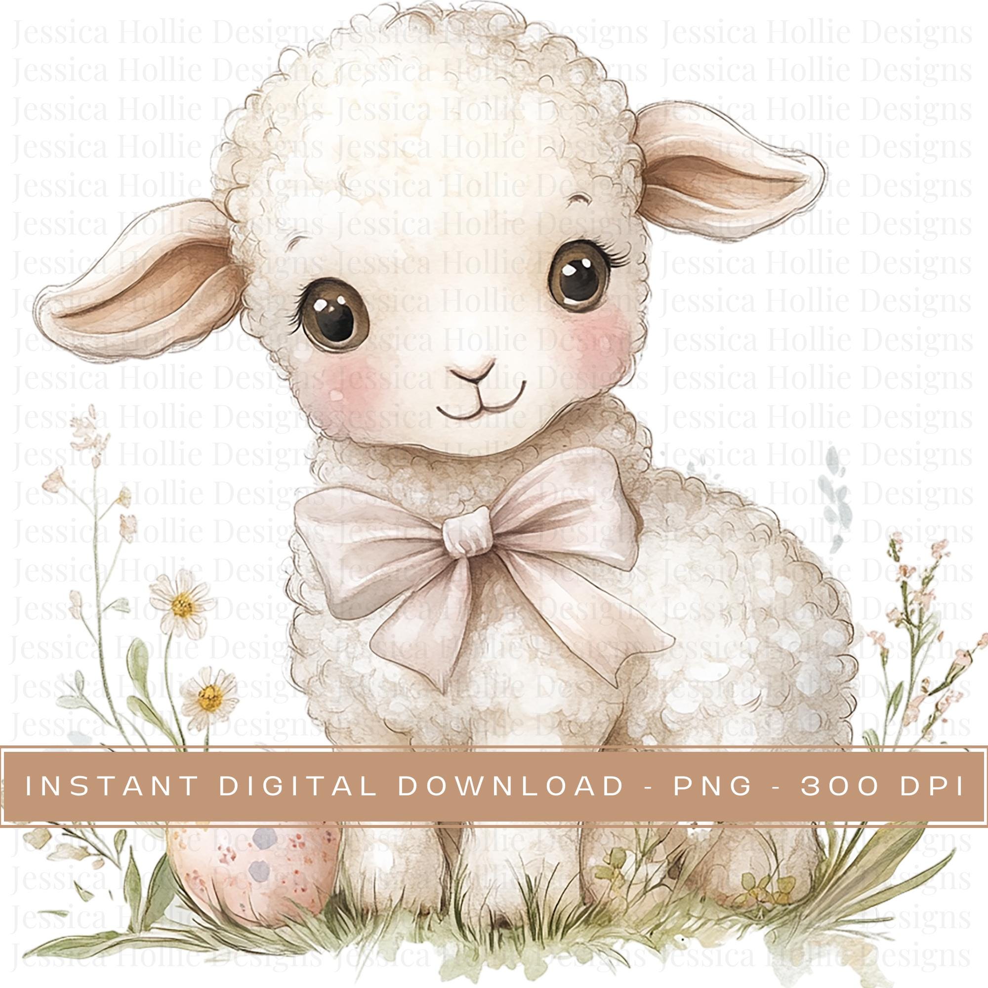 Baby Lamb Easter Png Bundle, Lamb Png File, Cute Lamb, Watercolour Lamb ...