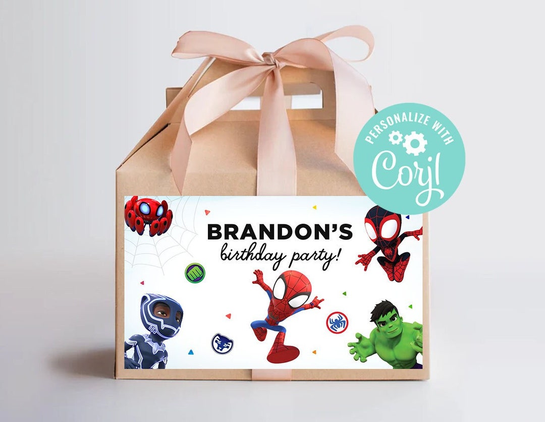 Spidey and His Amazing Friends Birthday Gable Box Label Boy Superhero ...