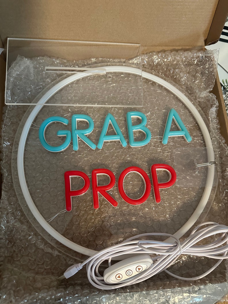 Photobooth Neon Sign grab a Prop or Strike a Pose - Etsy