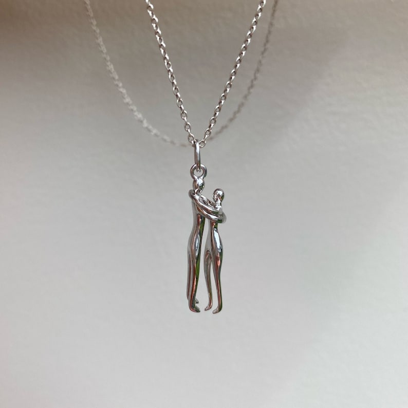 Necklace Kissing People, Sterling Silver Necklace, Two Kissing People ...