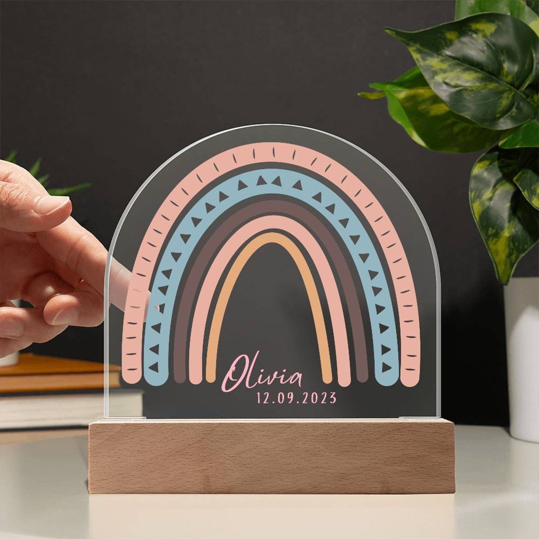 Custom Name Night Light Boho Rainbow Christmas Gift Baby - Etsy