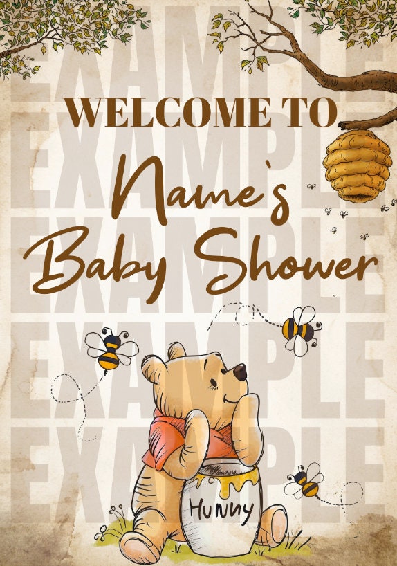 Editable Winnie the Pooh Baby Shower Welcome Poster - Etsy