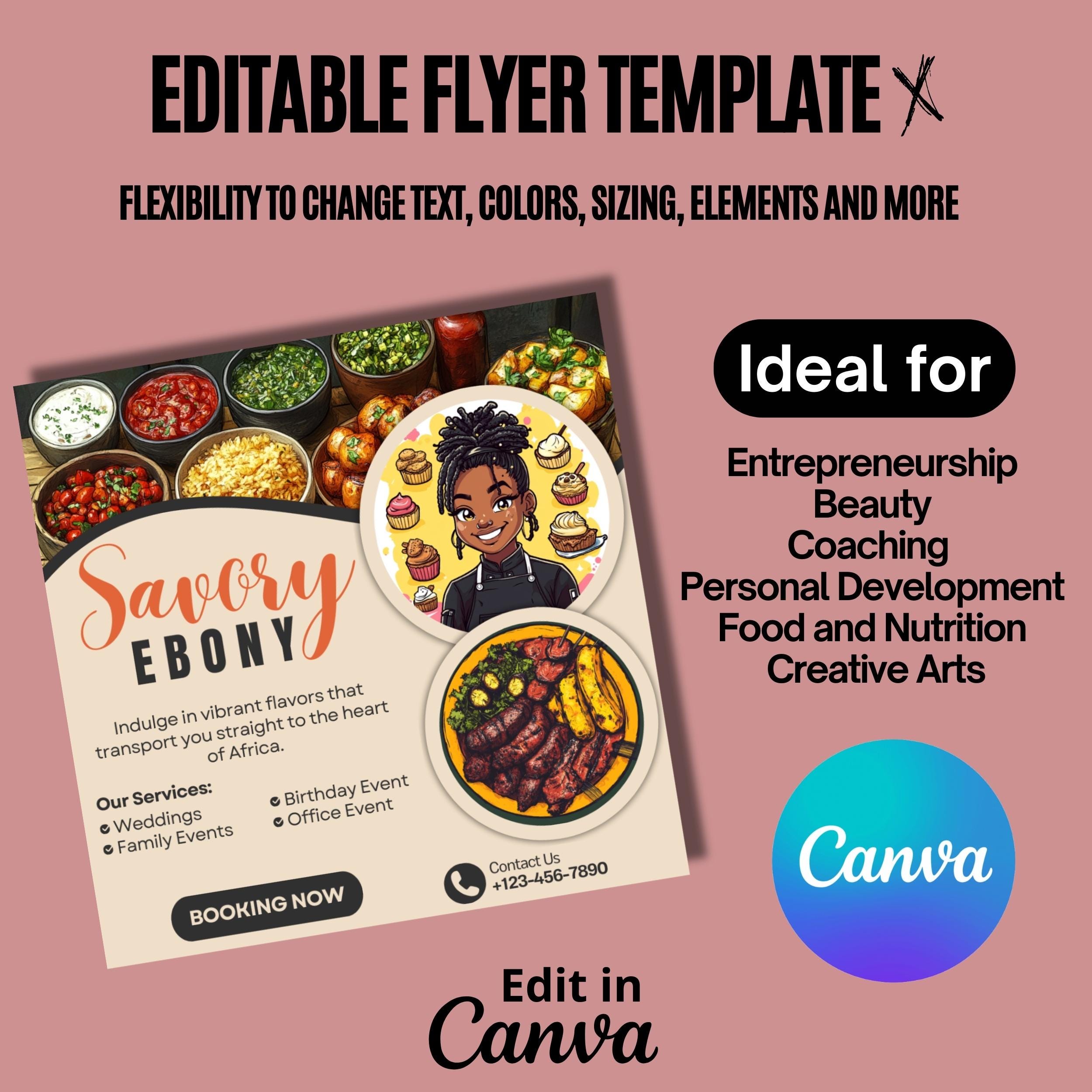 Editable Catering Flyer Canva, African Food Business, Restaurant Menu ...