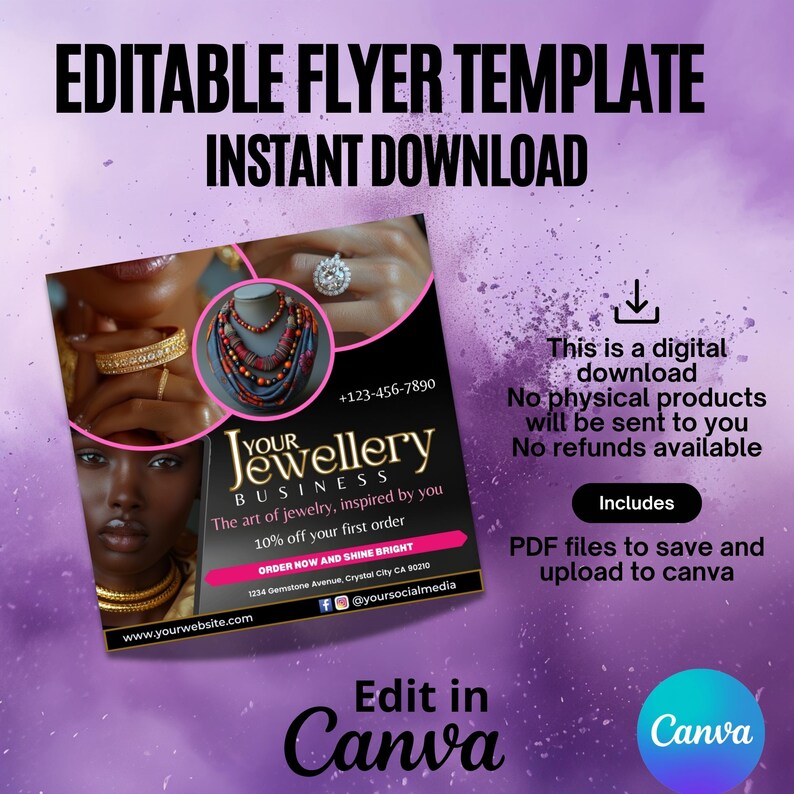 Jewelry Business Promotional Flyer, Jewelry Sale Event Flyer, Editable ...