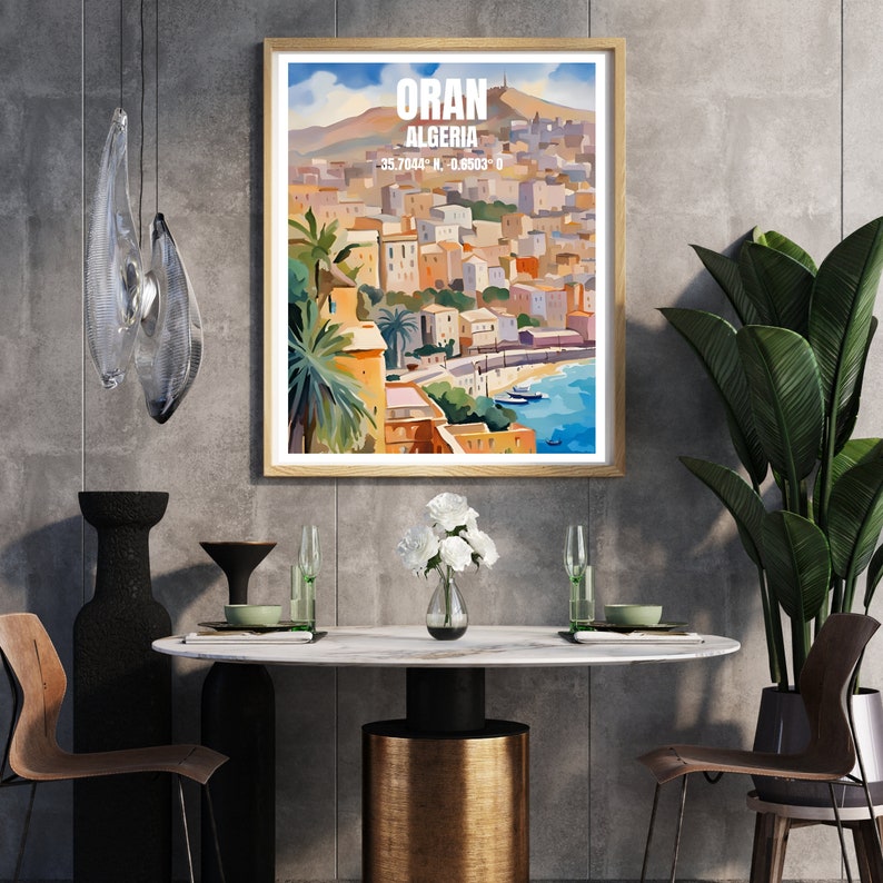Travel Poster of Oran, Digital Download, Algeria Painting, Birthday ...