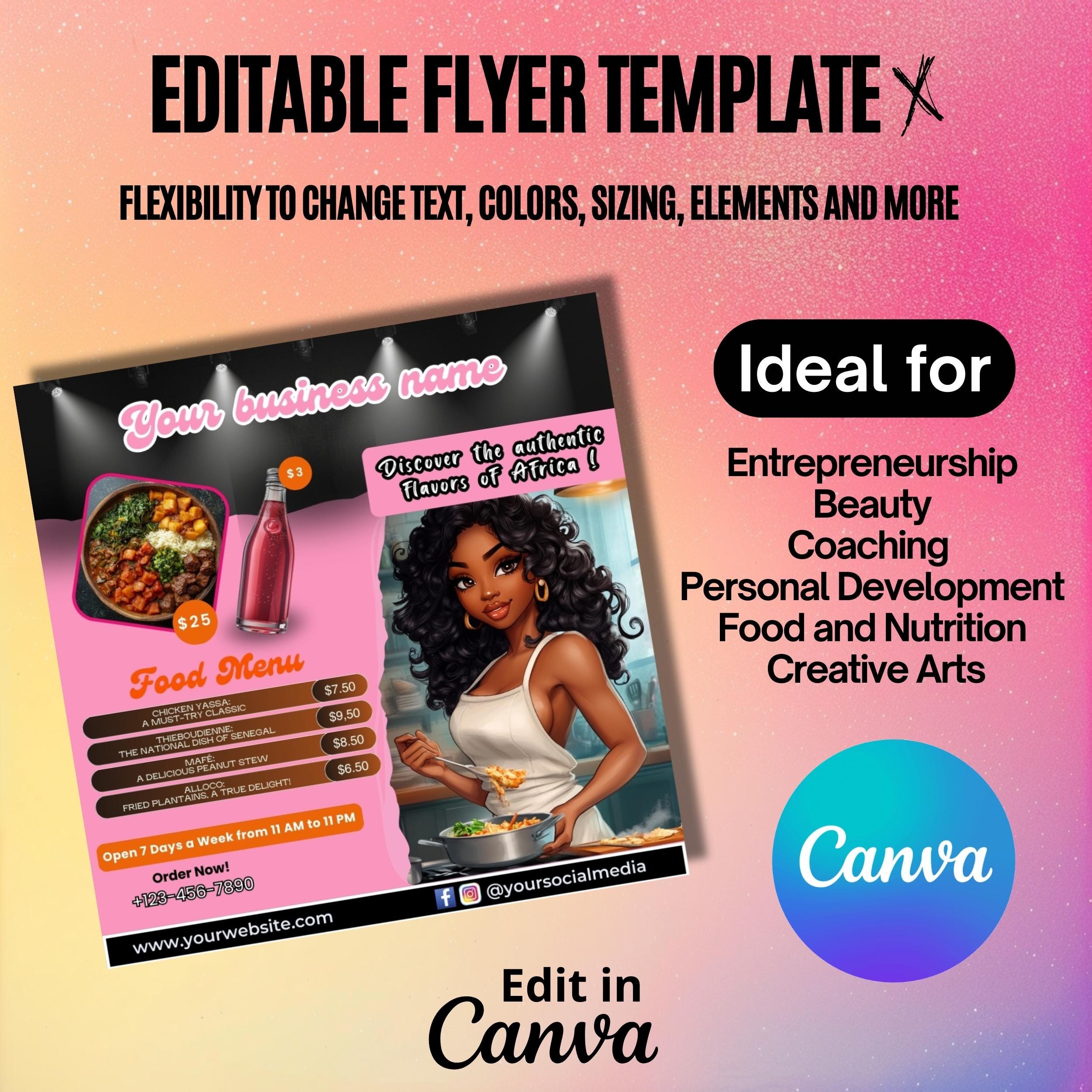 DIY African Restaurant Flyer Template, African Cuisine Flyer ...