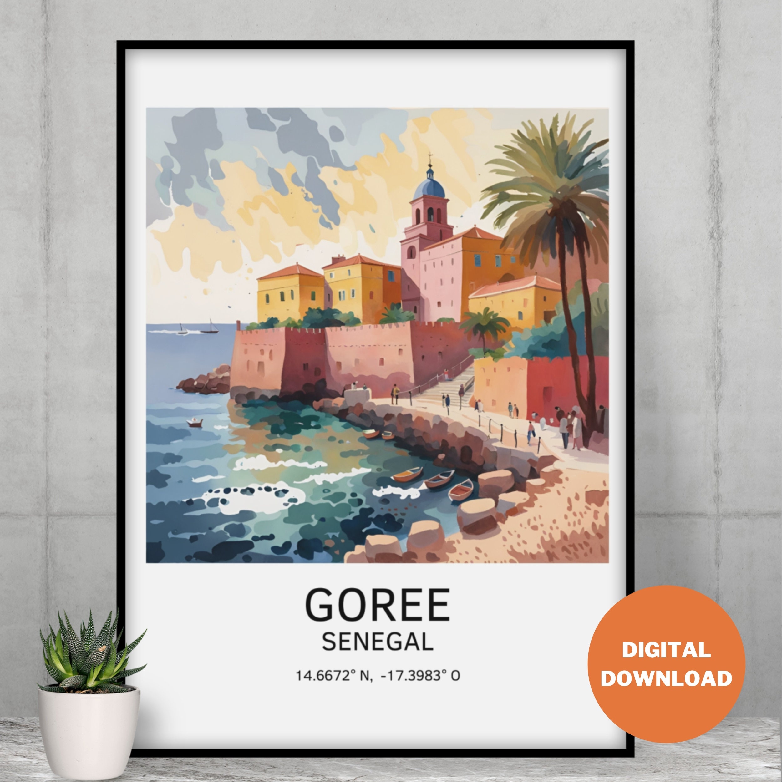 Senegal Printable Digital Download Goree Island in Gouache - Etsy