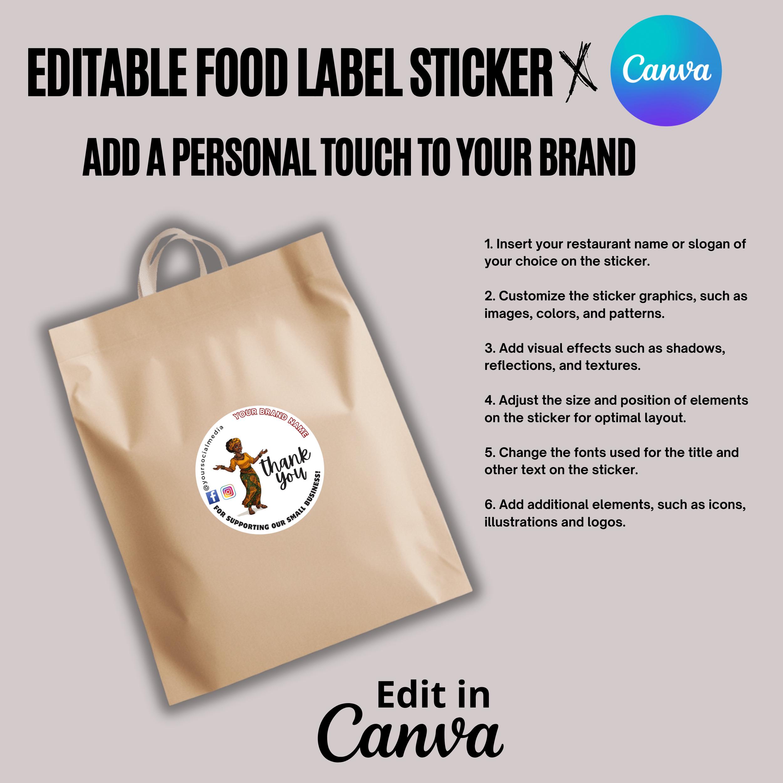 African Food Business Label | Custom Thank You Sticker | Canva Editable ...