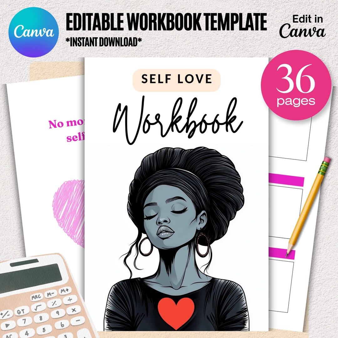 Self Love Workbook Editable Canva Template | Personal Growth Wellness ...