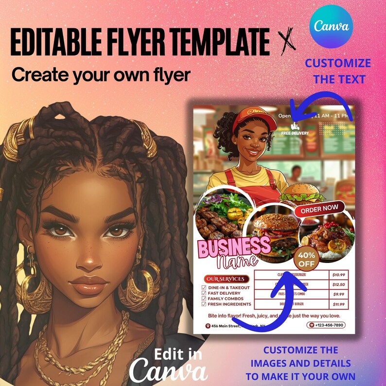 DIY Fast Food Flyer, A4 Restaurant Menu Template, Canva Editable Design ...