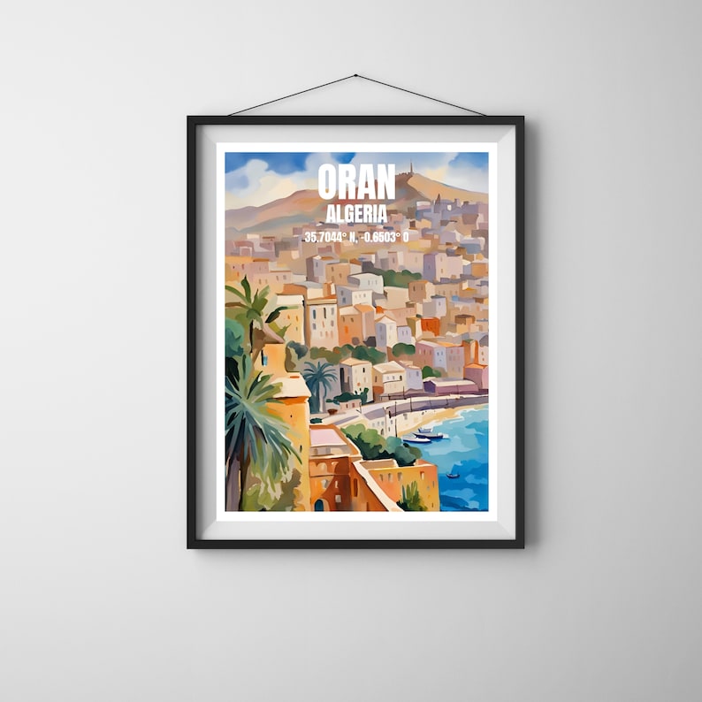 Travel Poster of Oran, Digital Download, Algeria Painting, Birthday ...
