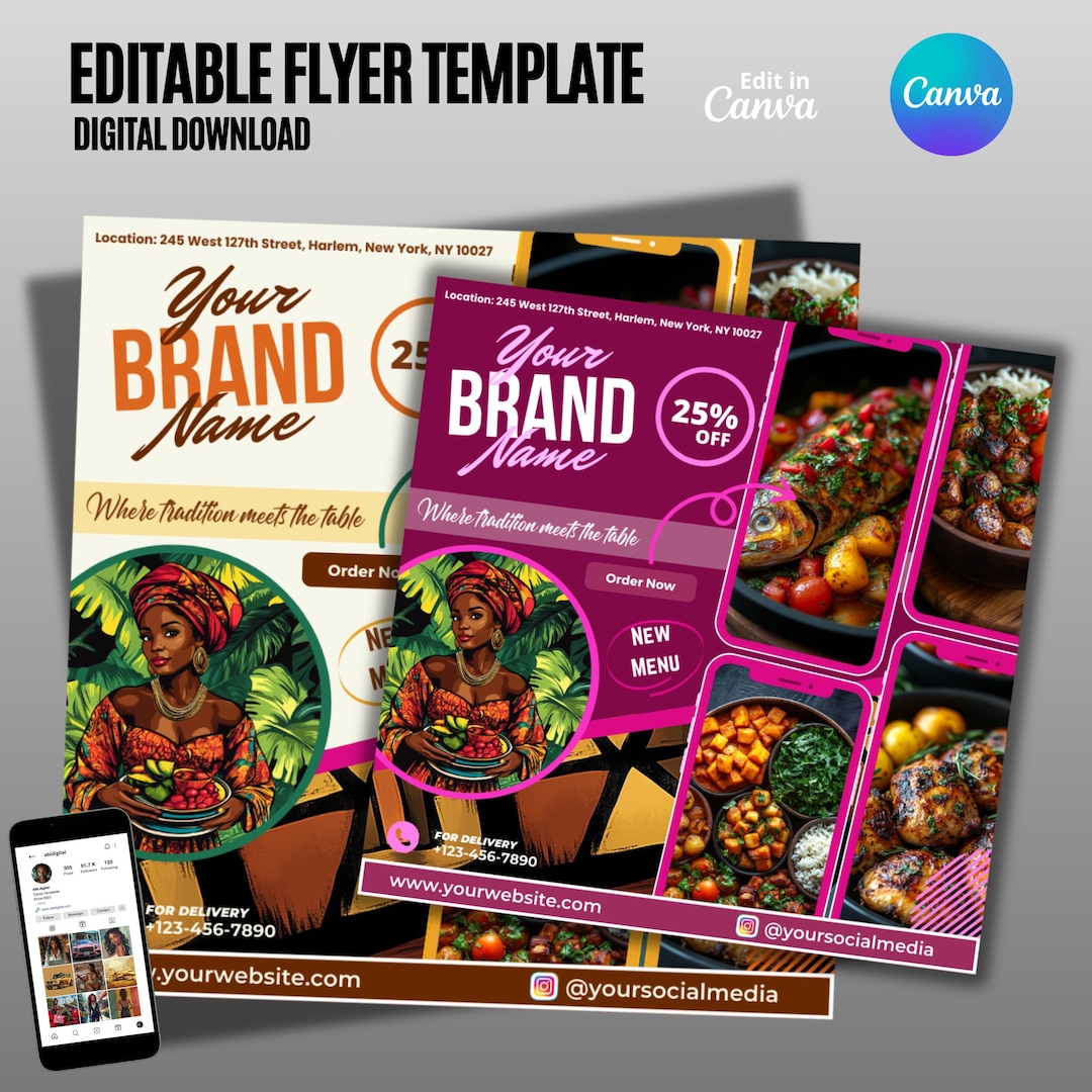African Food Flyer Template, Editable Instagram Design, DIY Fast Food ...