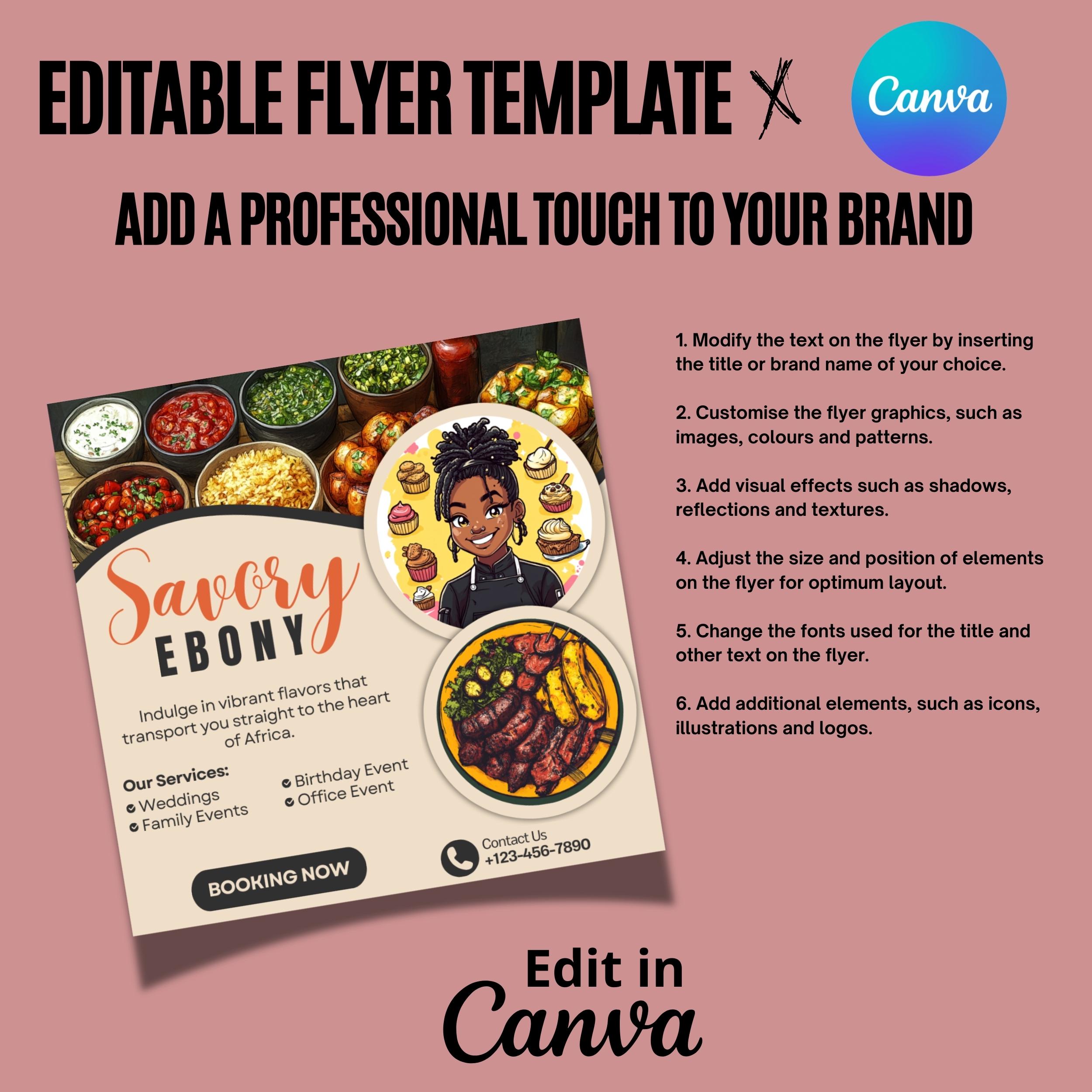 Editable Catering Flyer Canva, African Food Business, Restaurant Menu ...