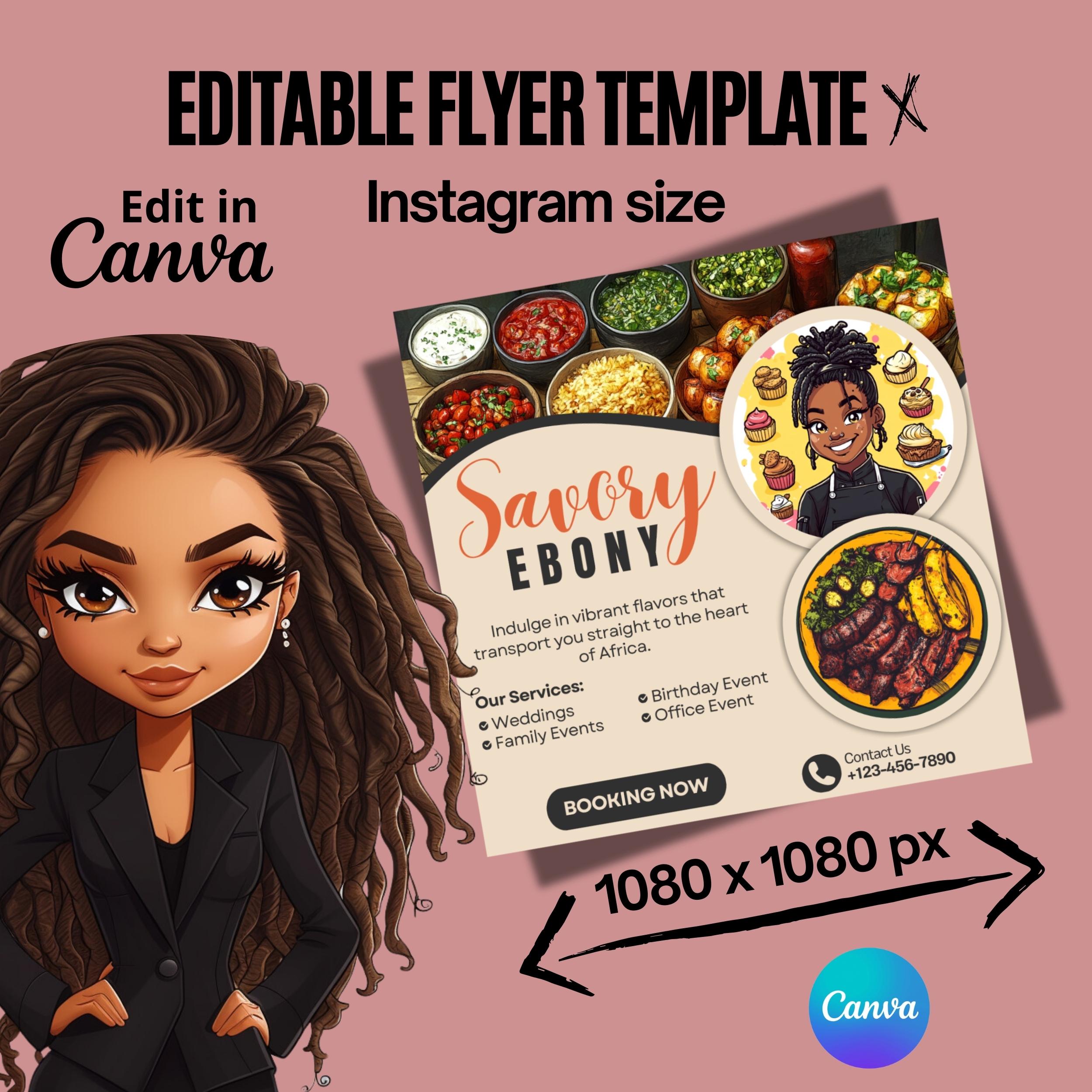 Editable Catering Flyer Canva, African Food Business, Restaurant Menu ...