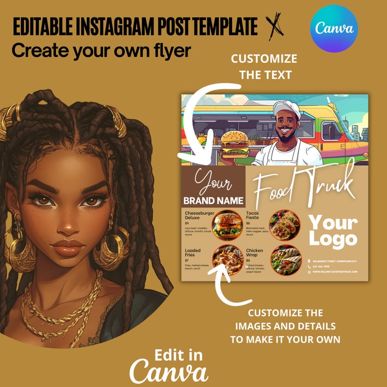 DIY Food Truck Social Media Kit, A4 Flyer Design, Instagram Post ...