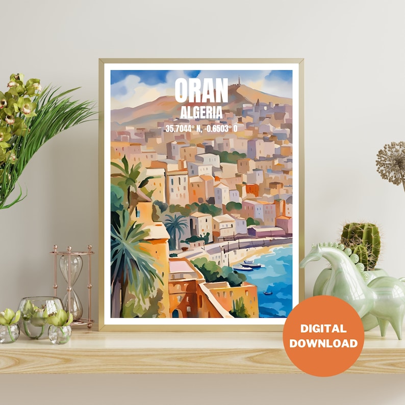 Travel Poster of Oran, Digital Download, Algeria Painting, Birthday ...