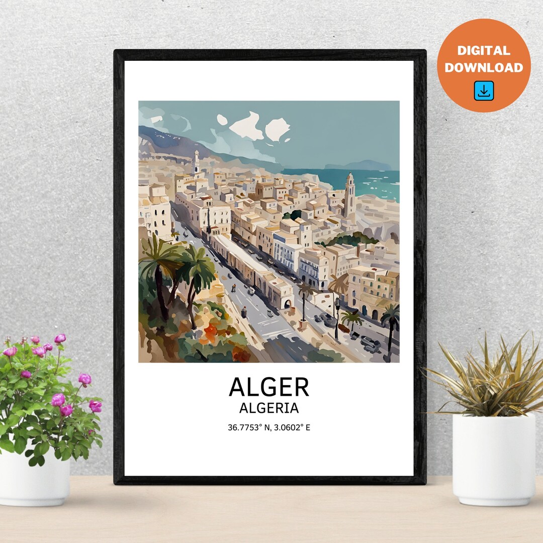 Travel Poster of Algeria, Digital Download, Algeria Painting, Birthday ...
