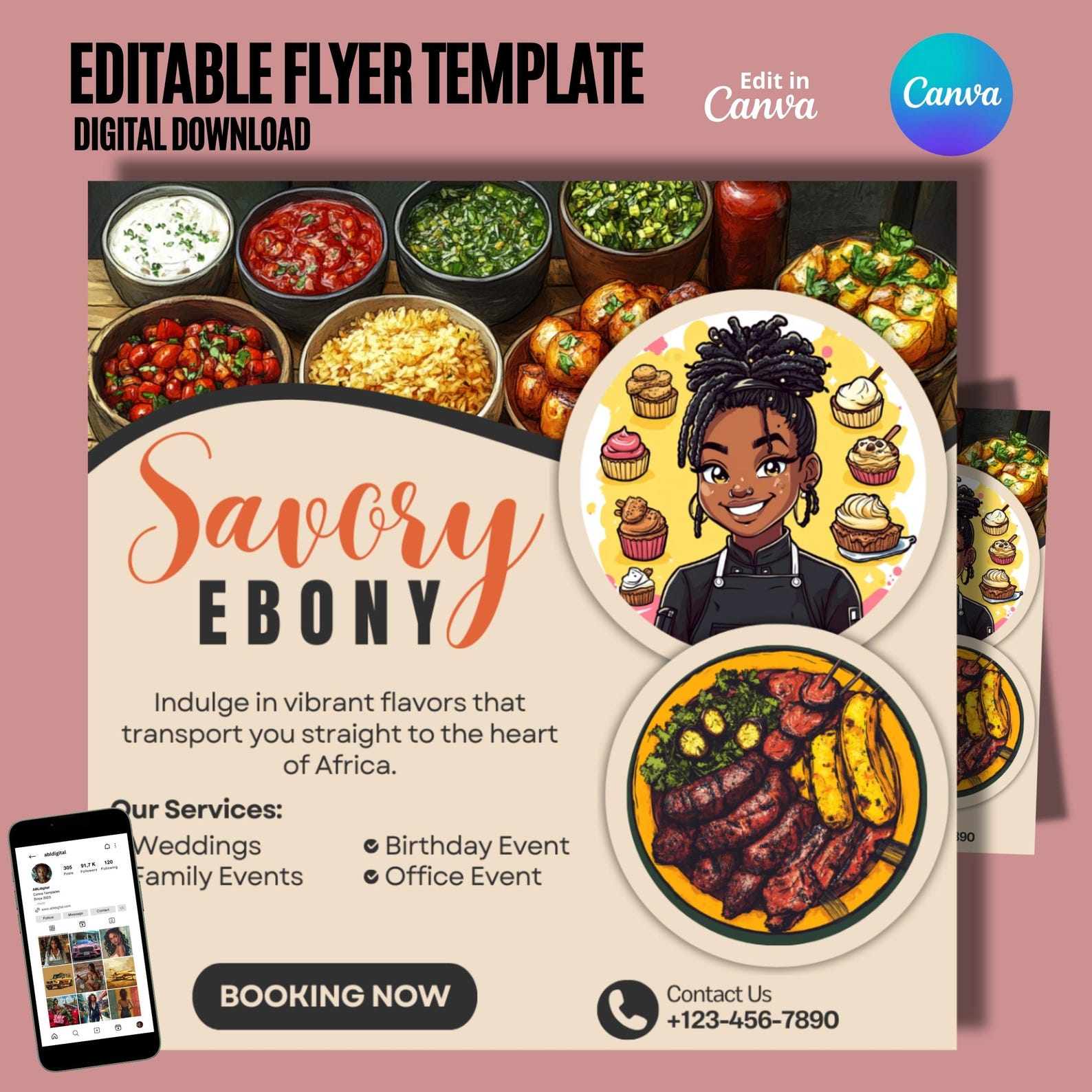 Editable Catering Flyer Canva, African Food Business, Restaurant Menu ...