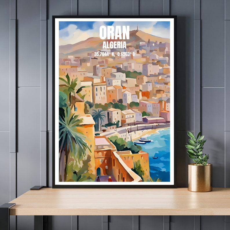 Travel Poster of Oran, Digital Download, Algeria Painting, Birthday ...