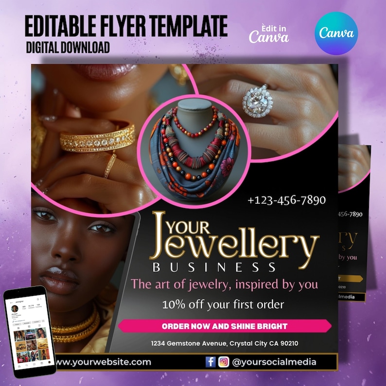 Jewelry Business Promotional Flyer, Jewelry Sale Event Flyer, Editable ...