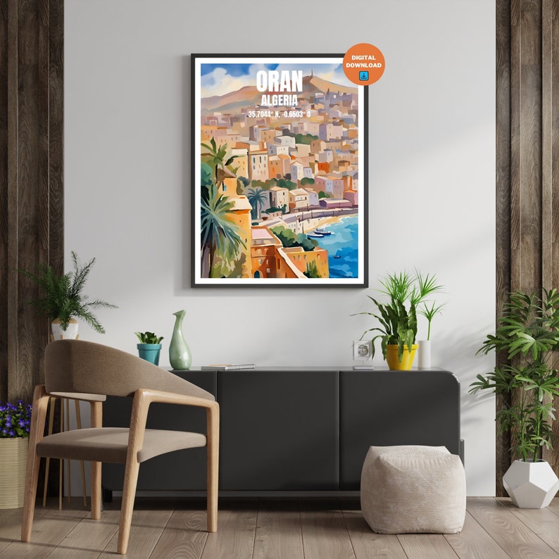Travel Poster of Oran, Digital Download, Algeria Painting, Birthday ...