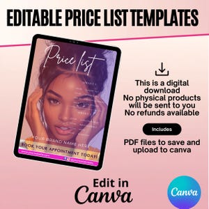 Price List Template A4 Editable Canva | Service Product Pricing Sheet ...