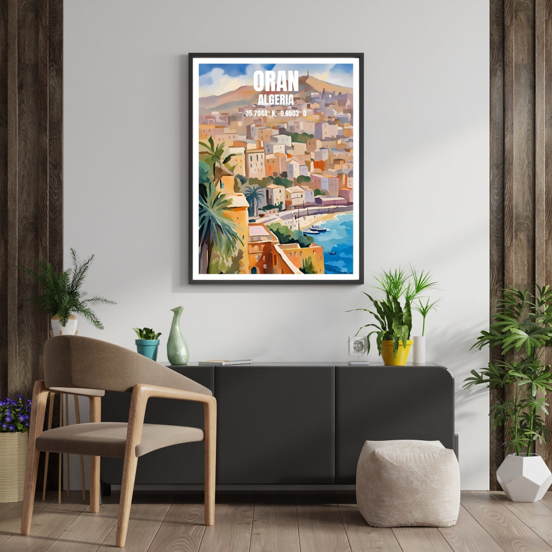 Travel Poster of Oran, Digital Download, Algeria Painting, Birthday ...