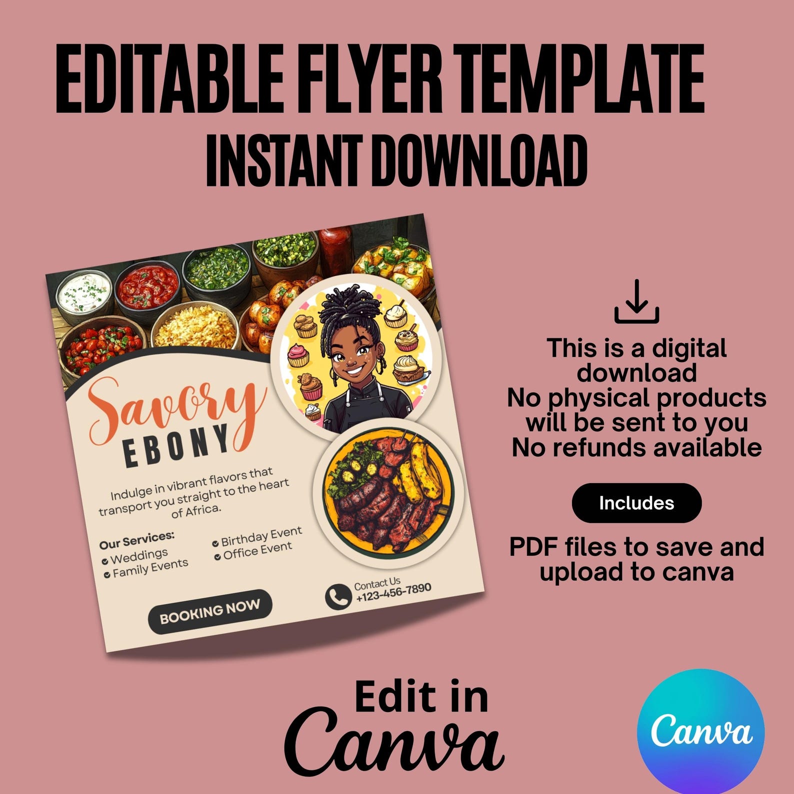Editable Catering Flyer Canva, African Food Business, Restaurant Menu ...