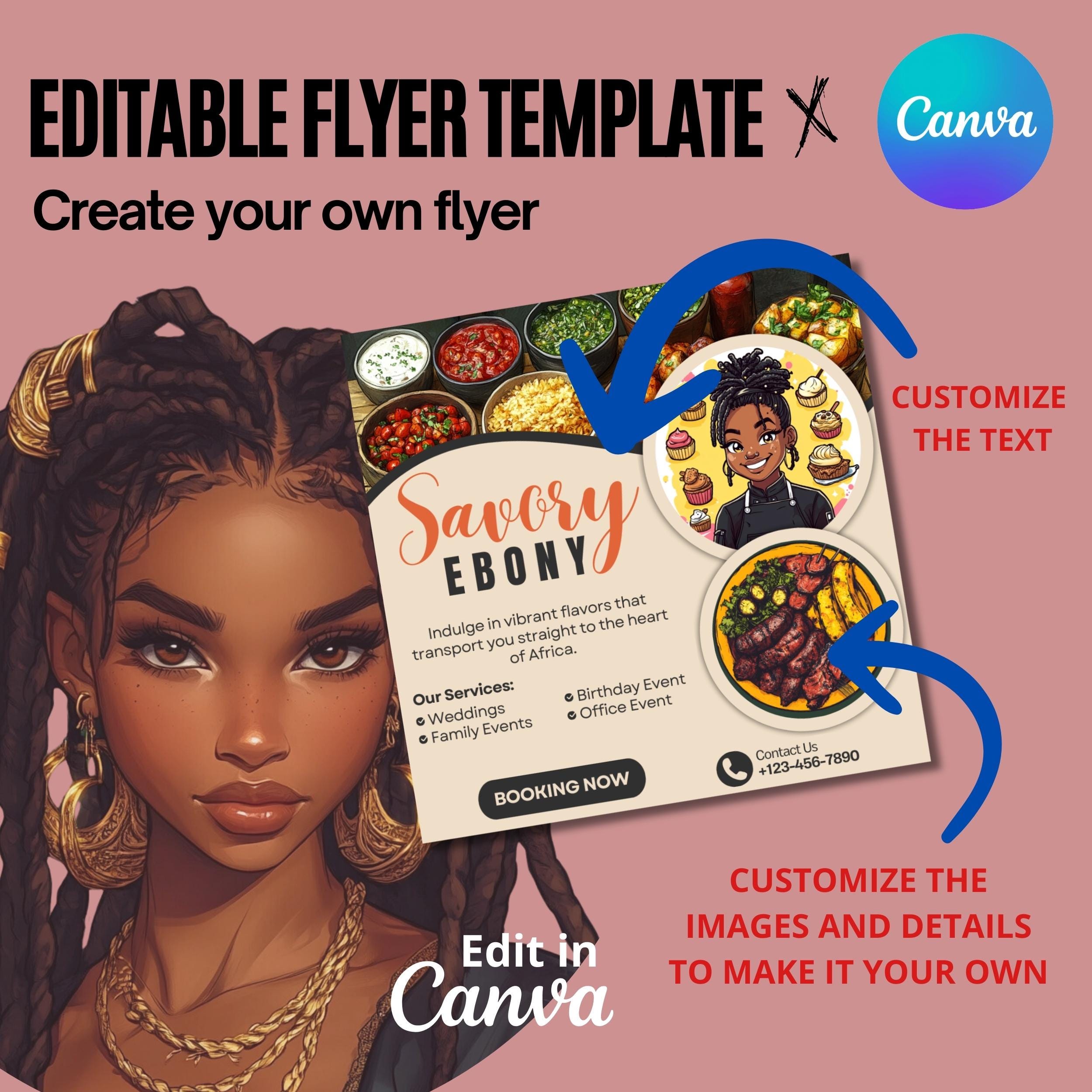 Editable Catering Flyer Canva, African Food Business, Restaurant Menu ...