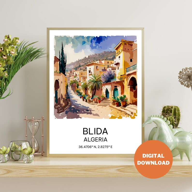 Blida Printable Digital Download, Algeria Printable Art, Arabian Original Painting Poster ...