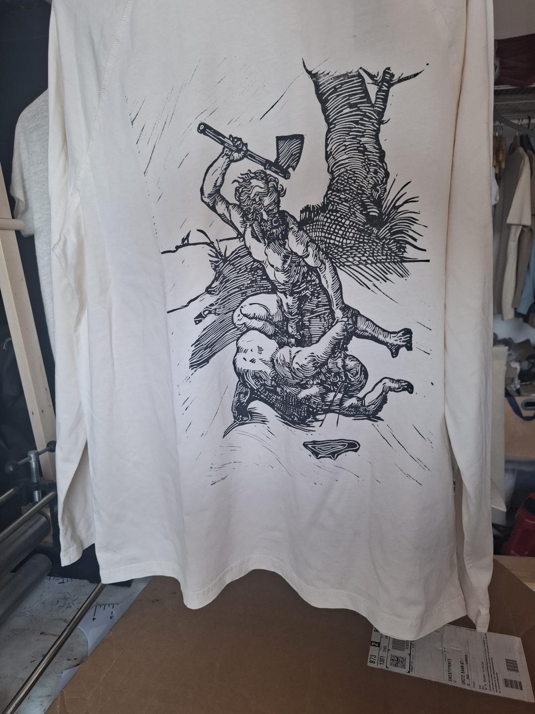Cain and Abel, Size XL Long Sleeve T-shirt, Organic Cotton, Handprinted ...