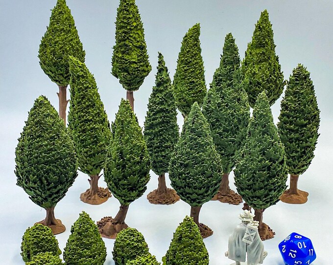 Dual Color 3D Printed Pine Trees & Bushes for Dnd 28 32 Mm, TTRPG ...