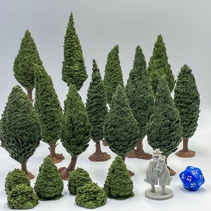 Dual Color 3D Printed Pine Trees & Bushes for Dnd 28 32 Mm, TTRPG ...